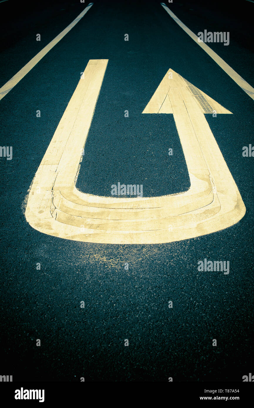 U-Turn Sign on Road Stock Photo - Alamy