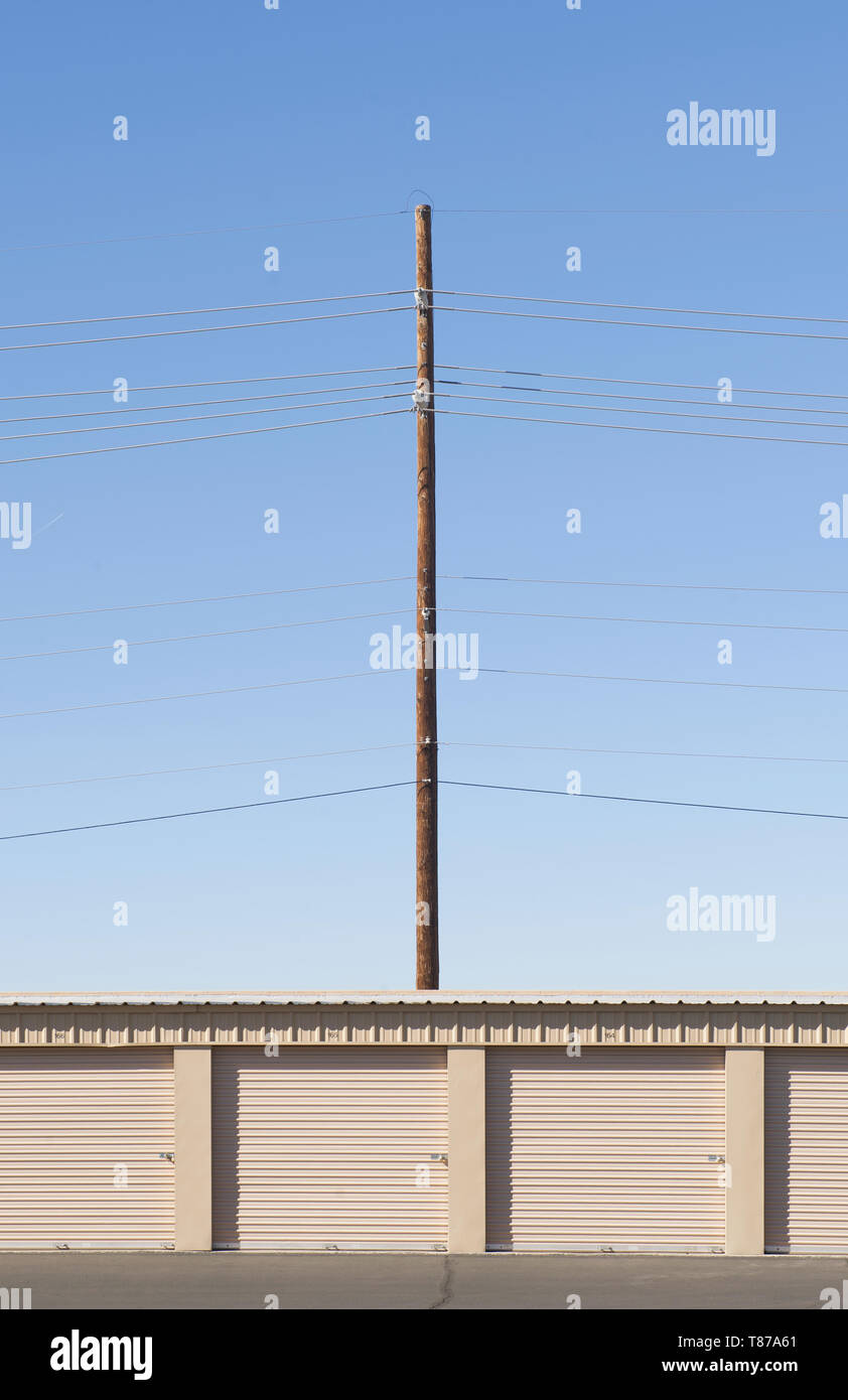 Power Line Pole Over Bay Doors Stock Photo - Alamy