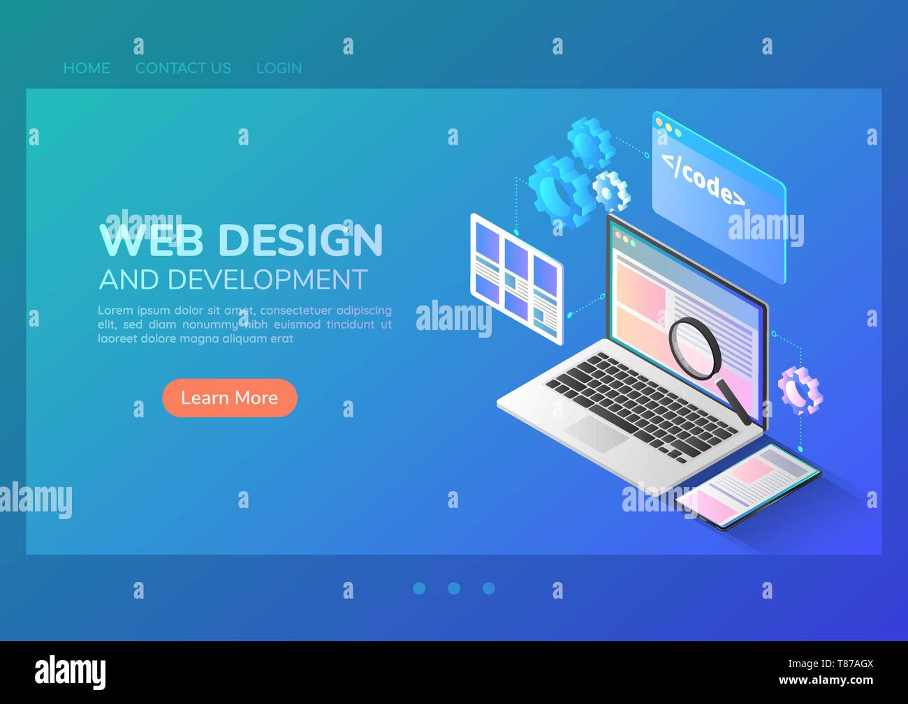 3d isometric web banner website development and application interface ... 3d isometric web banner website development and application interface ...