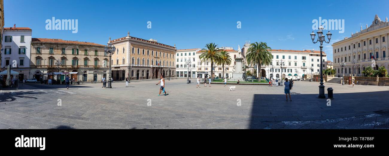 Italy, Sardinia, Sassari Province, Sassari, Piazza d'Italia Stock Photo ...
