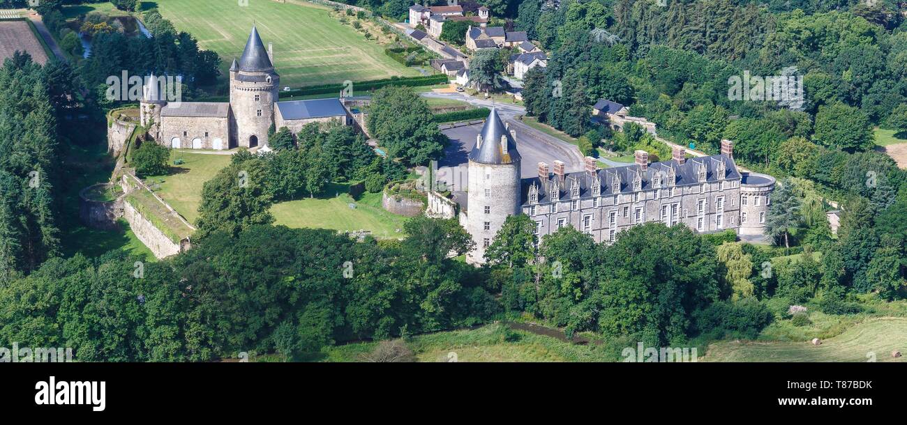 France, Loire Atlantique, Blain, la Groulaie castle (aerial view Stock ...