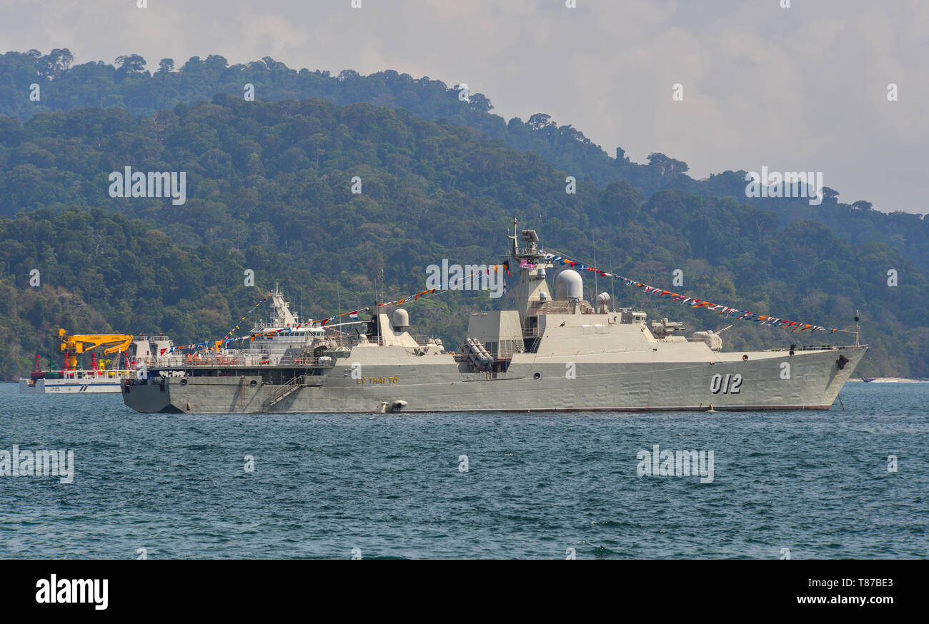 Langkawi, Malaysia - Mar 30, 2019. Vietnam Navy Frigate Ly Thai To (HQ ...
