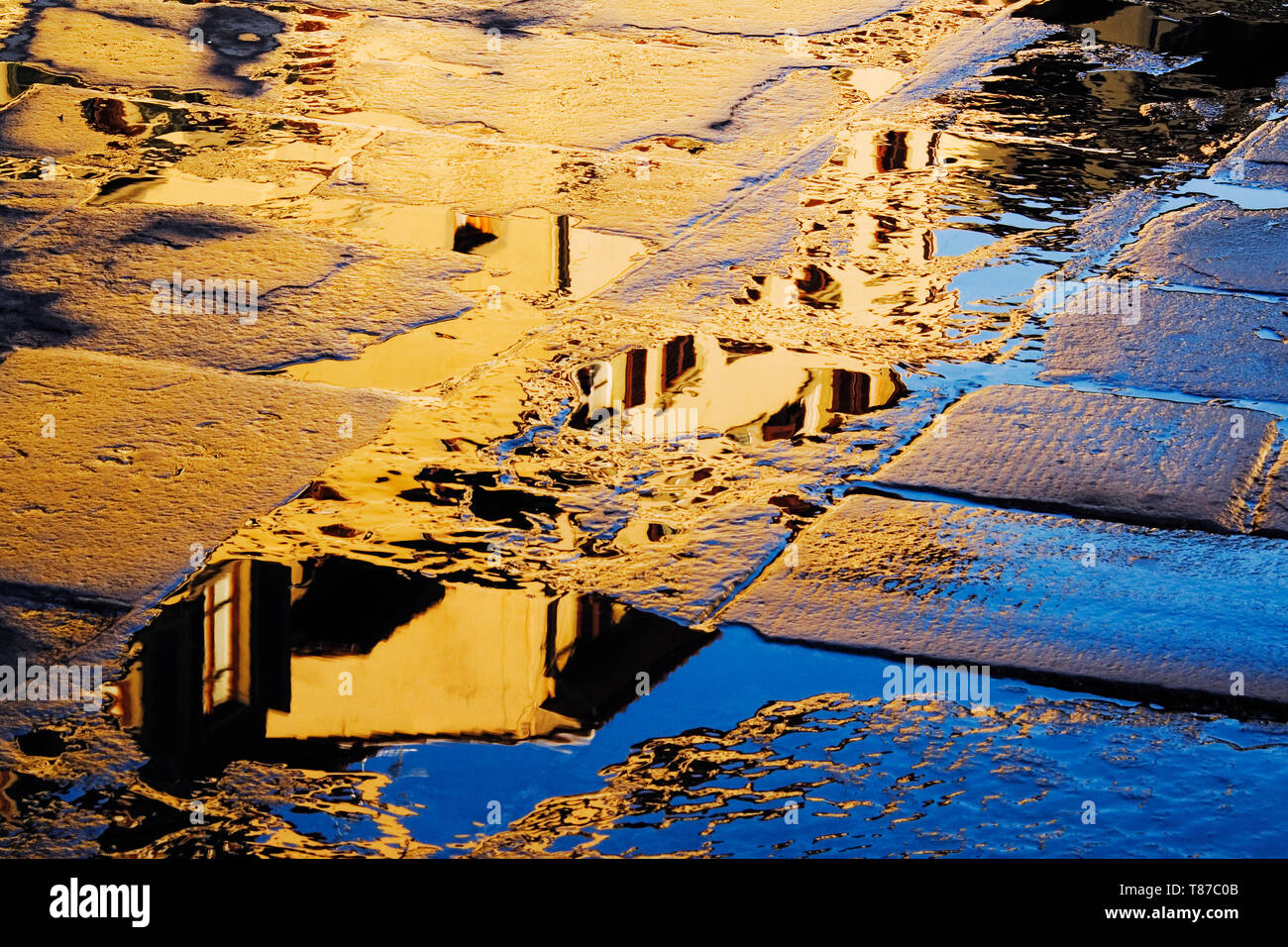 Reflections In The Paving Stones Of The Piazza Della Signoria Stock