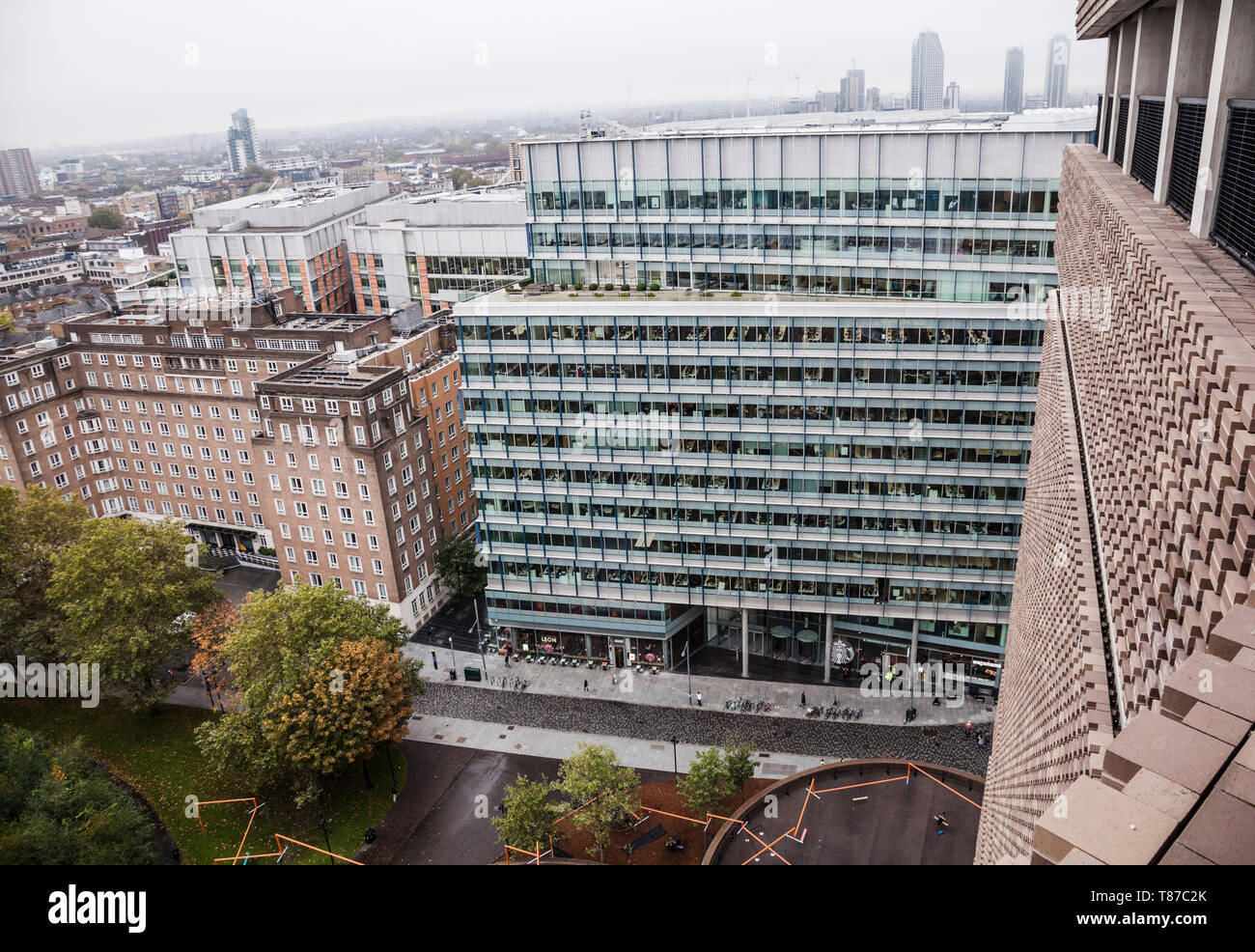 An elevated view of a large office block in London,England,UK,Europe ...