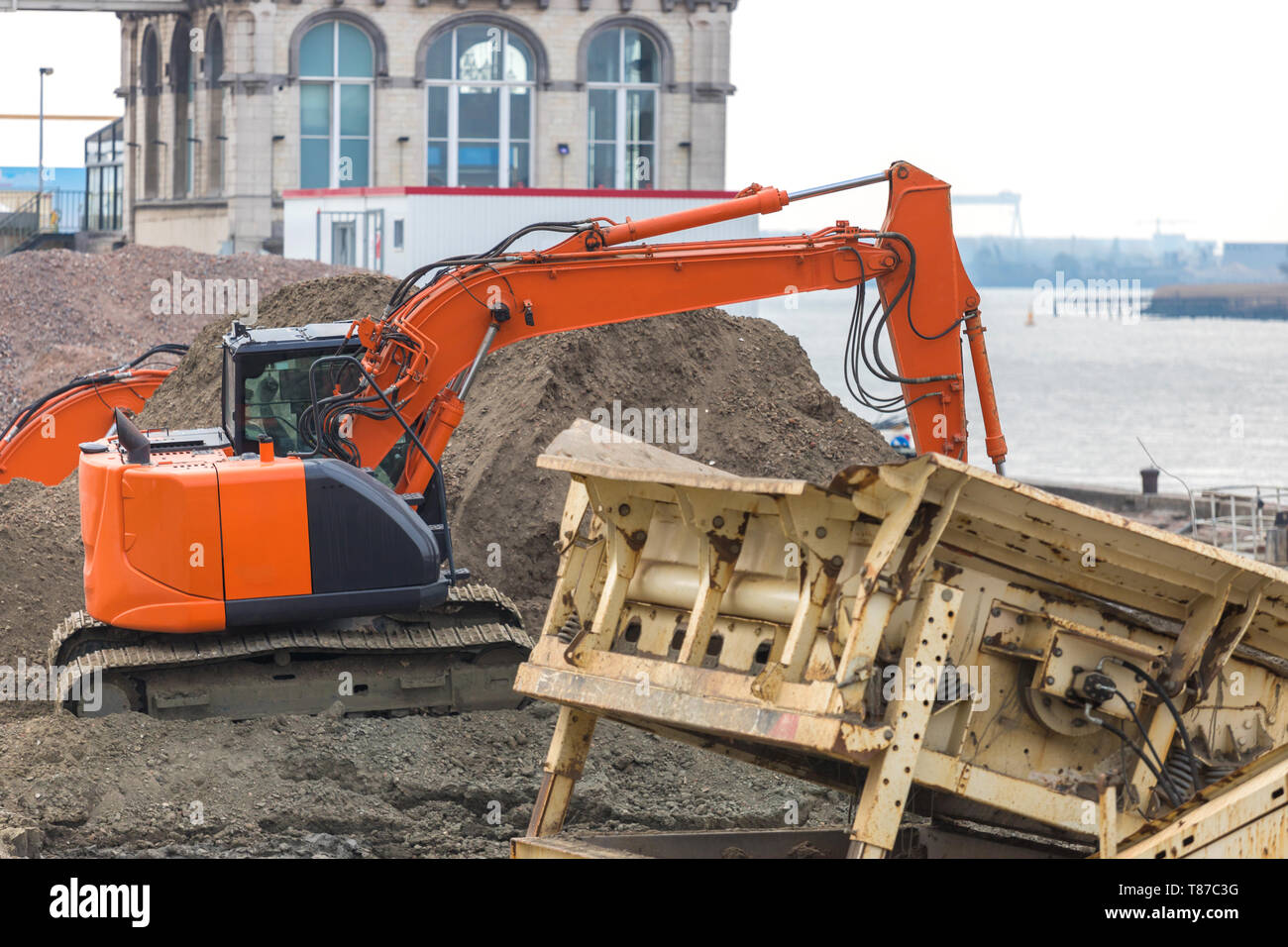 work on a river shore structure Stock Photo - Alamy