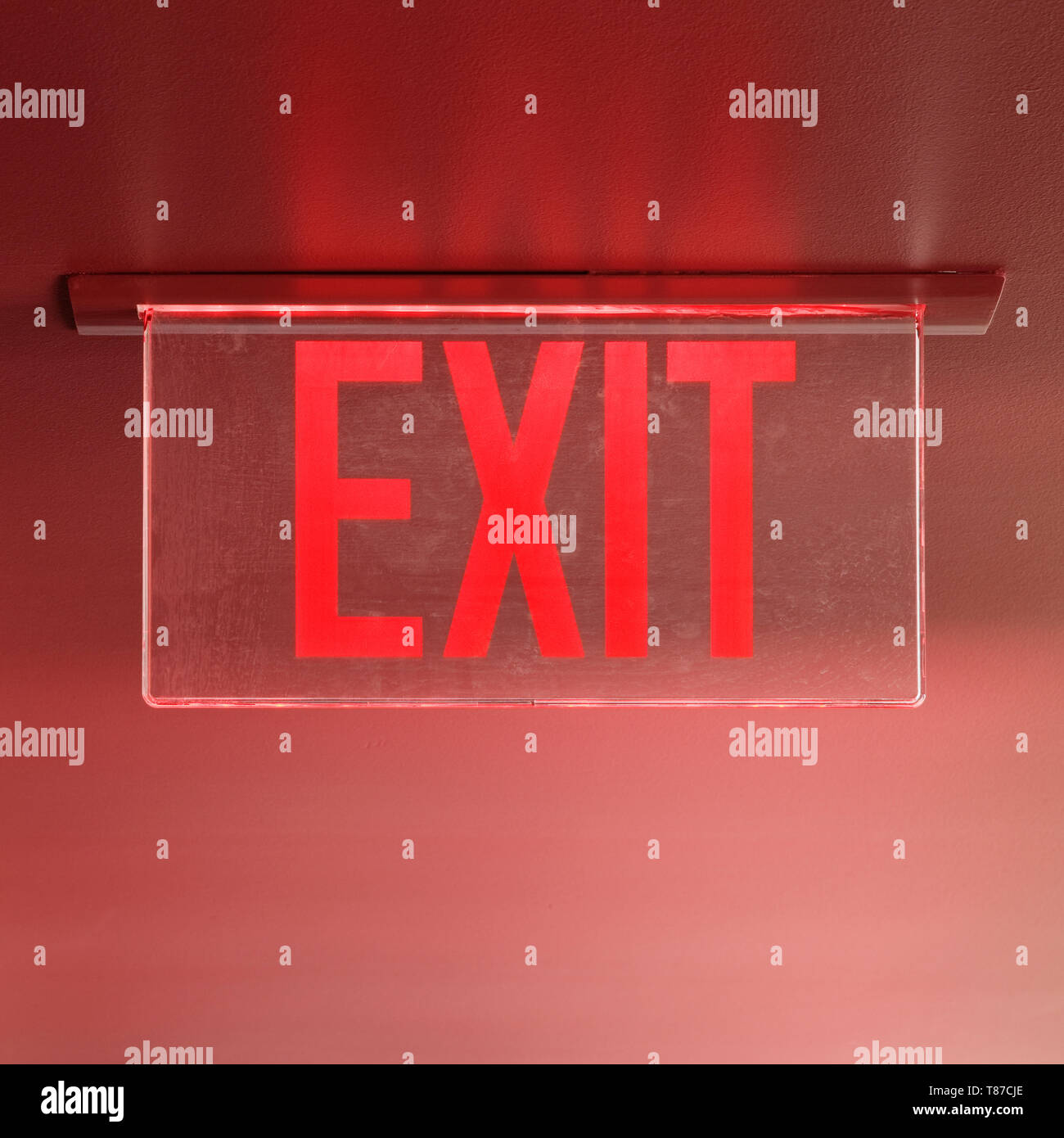 Exit sign hanging on ceiling hi-res stock photography and images - Alamy