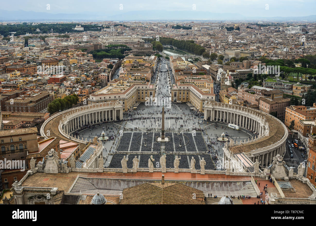 Vatican - Oct 14, 2018. Aerial view of the Saint Peter Square of ...