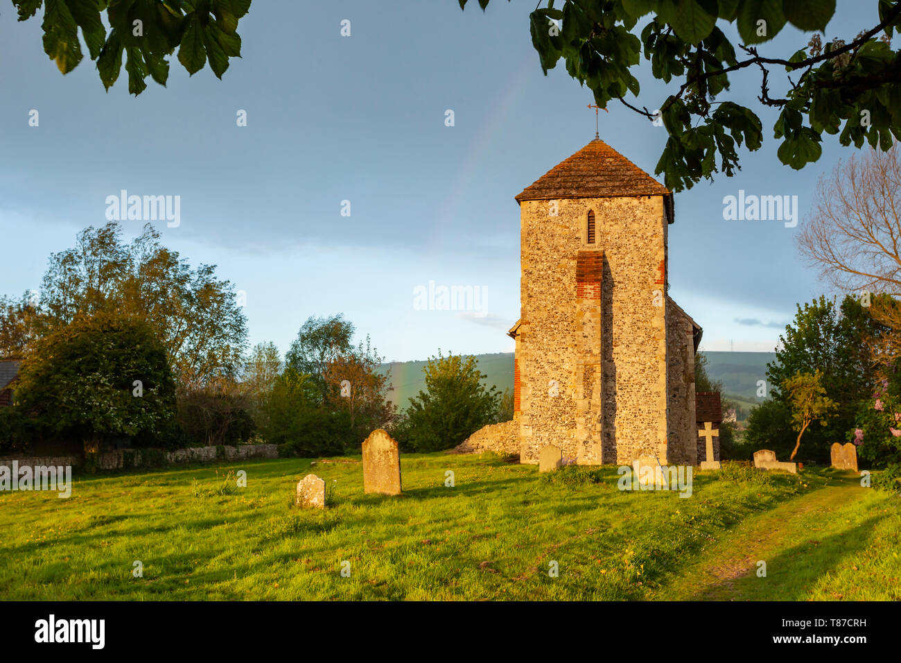 Spring afternoon at the Saxon church of St Botolph's near Steyning ...