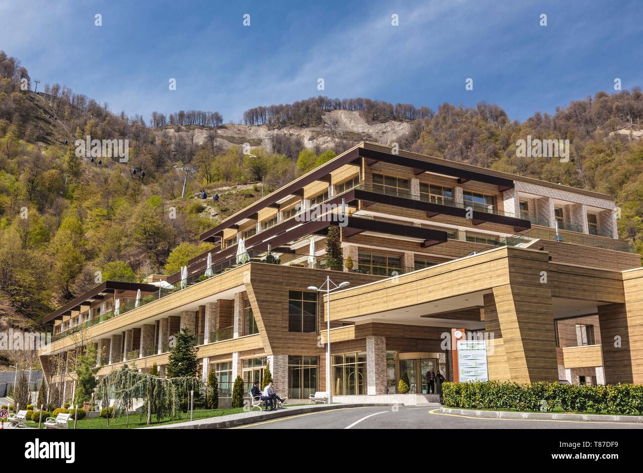 Azerbaijan, Qabala, Gabala, Qafqaz Tufandag Mountain Resort Hotel Stock Photo - Alamy