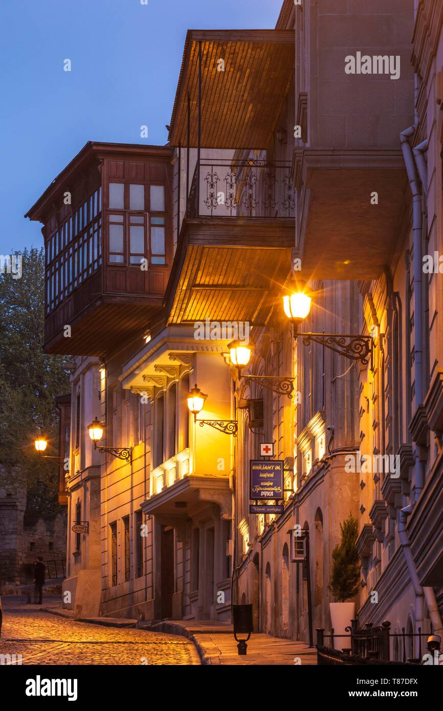 Azerbaijan, Baku, Old City, traditional architecture, dawn Stock Photo ...
