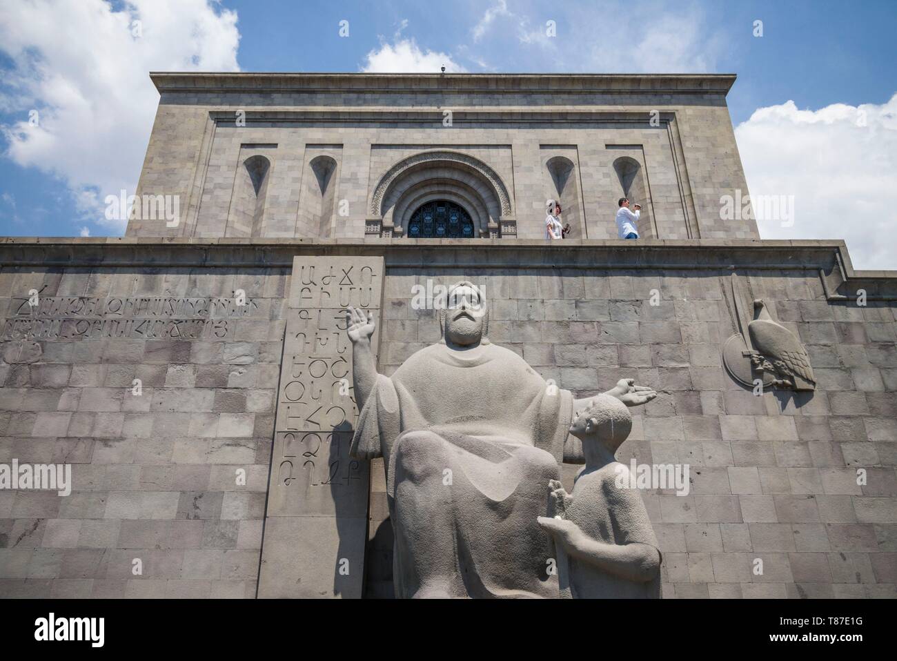 Armenia, Yerevan, Matenadaran Library, statue of St. Mesrop Mashtots ...