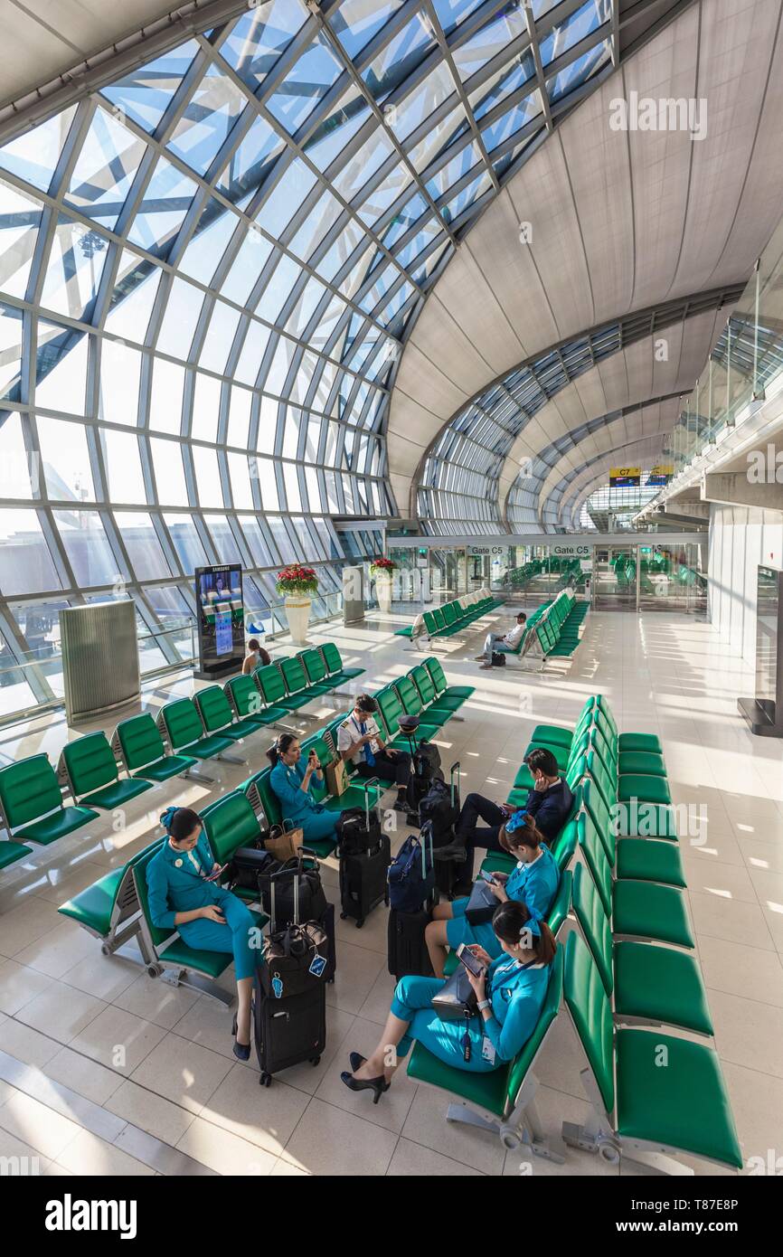Thailand, Bangkok, Suvarnabhumi International Airport, BKK, interior ...