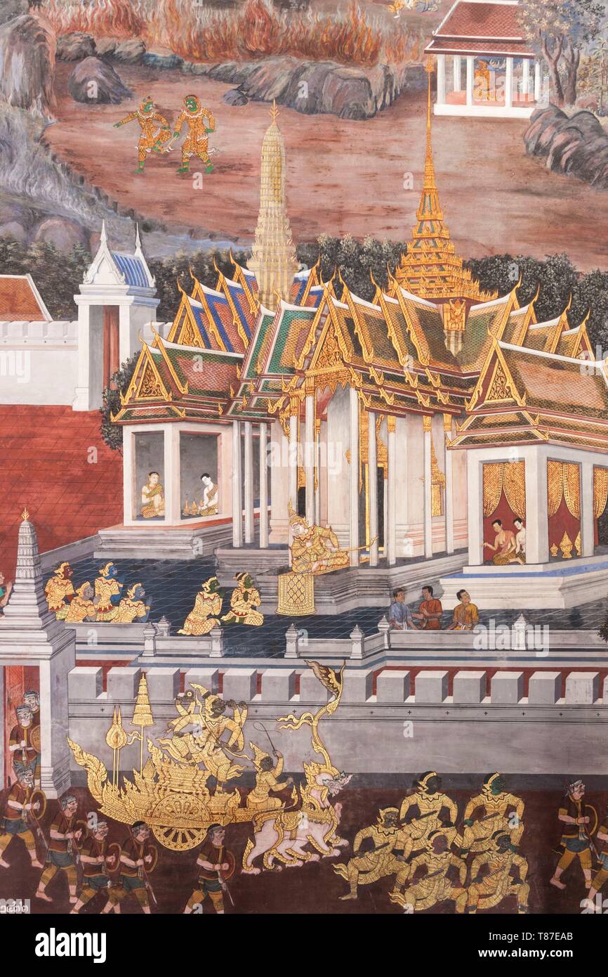 Thailand, Bangkok, Ko Ratanakosin Area, Wat Phra Kaew, Temple of the ...