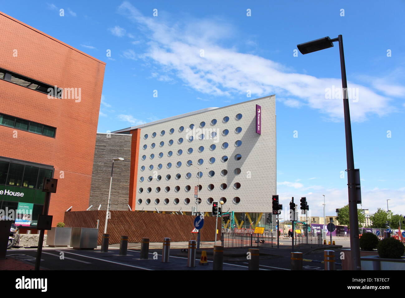 10 May 2019: Cardiff Bay, Cardiff UK: A newly built Premier Inn opening ...
