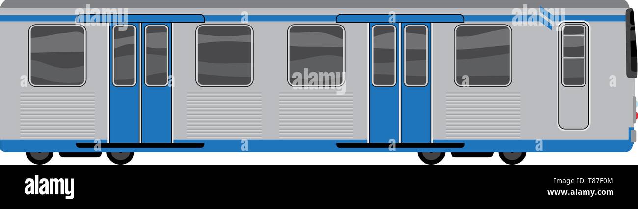 Grey blue subway train icon. Cartoon of grey blue subway train vector ...