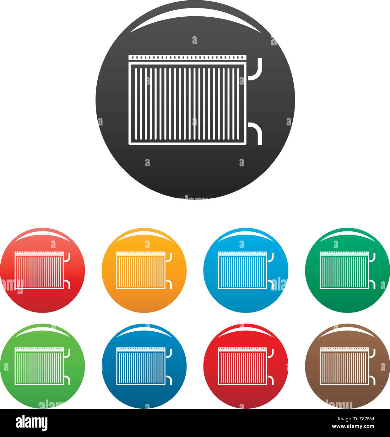 Modern radiator icons set 9 color vector isolated on white for any ...