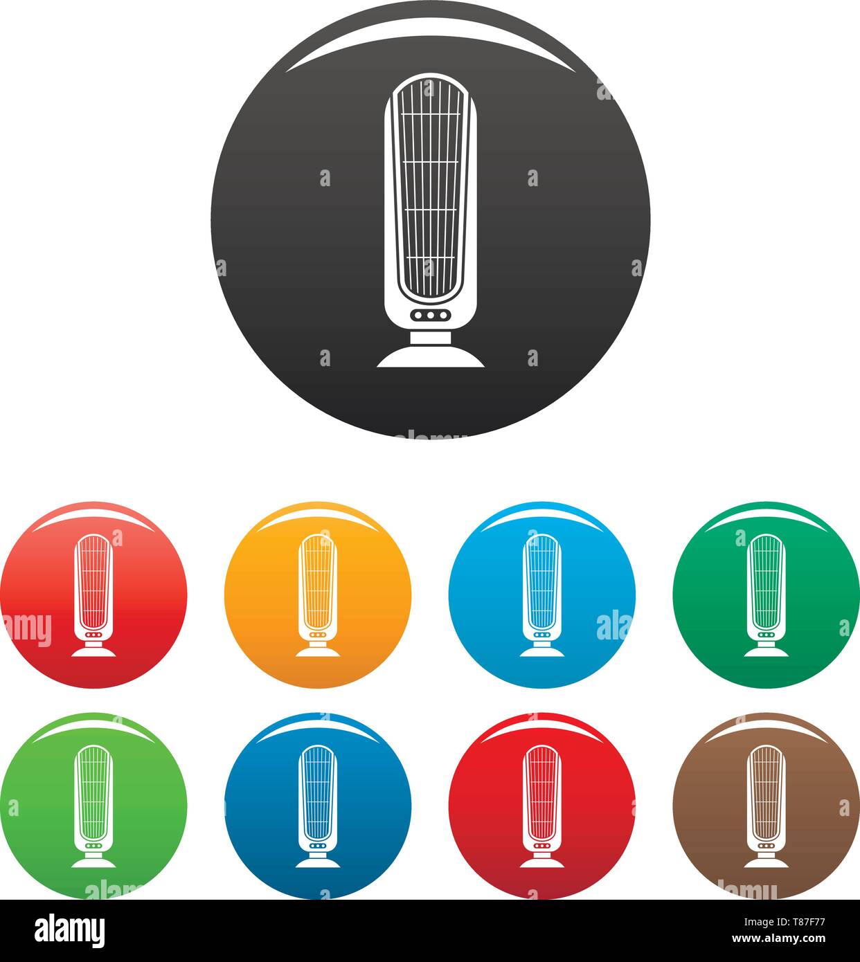 Heater fan icons set 9 color vector isolated on white for any design ...