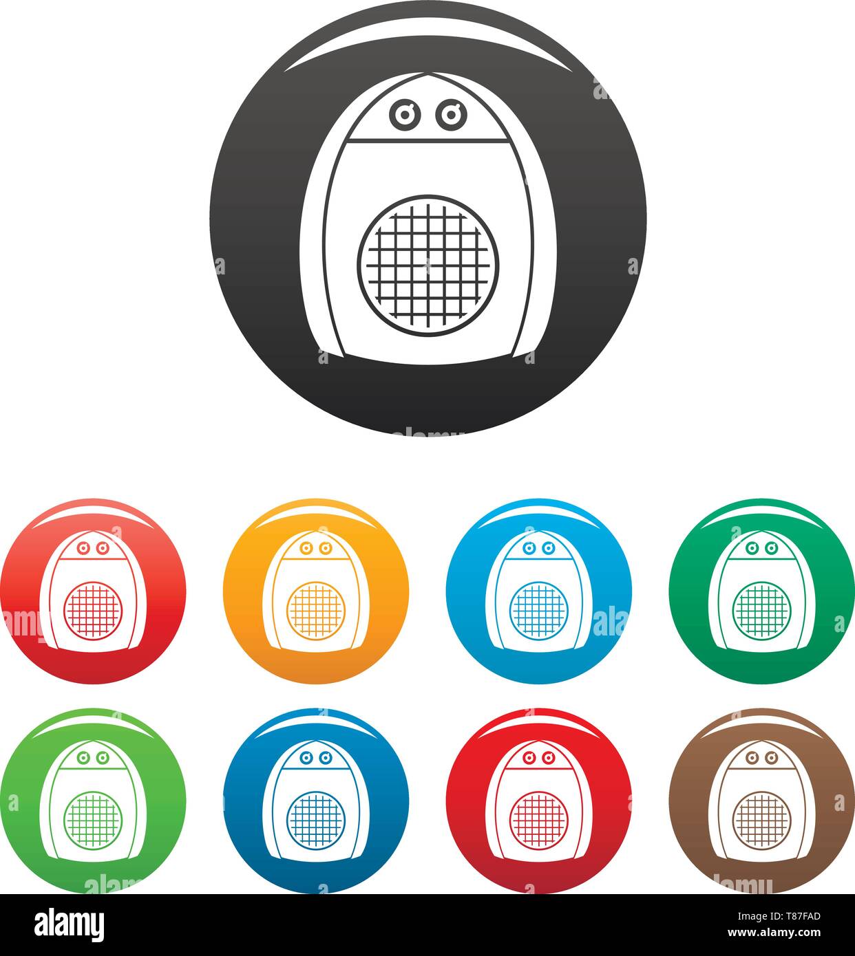 Home heater fan icons set 9 color vector isolated on white for any ...