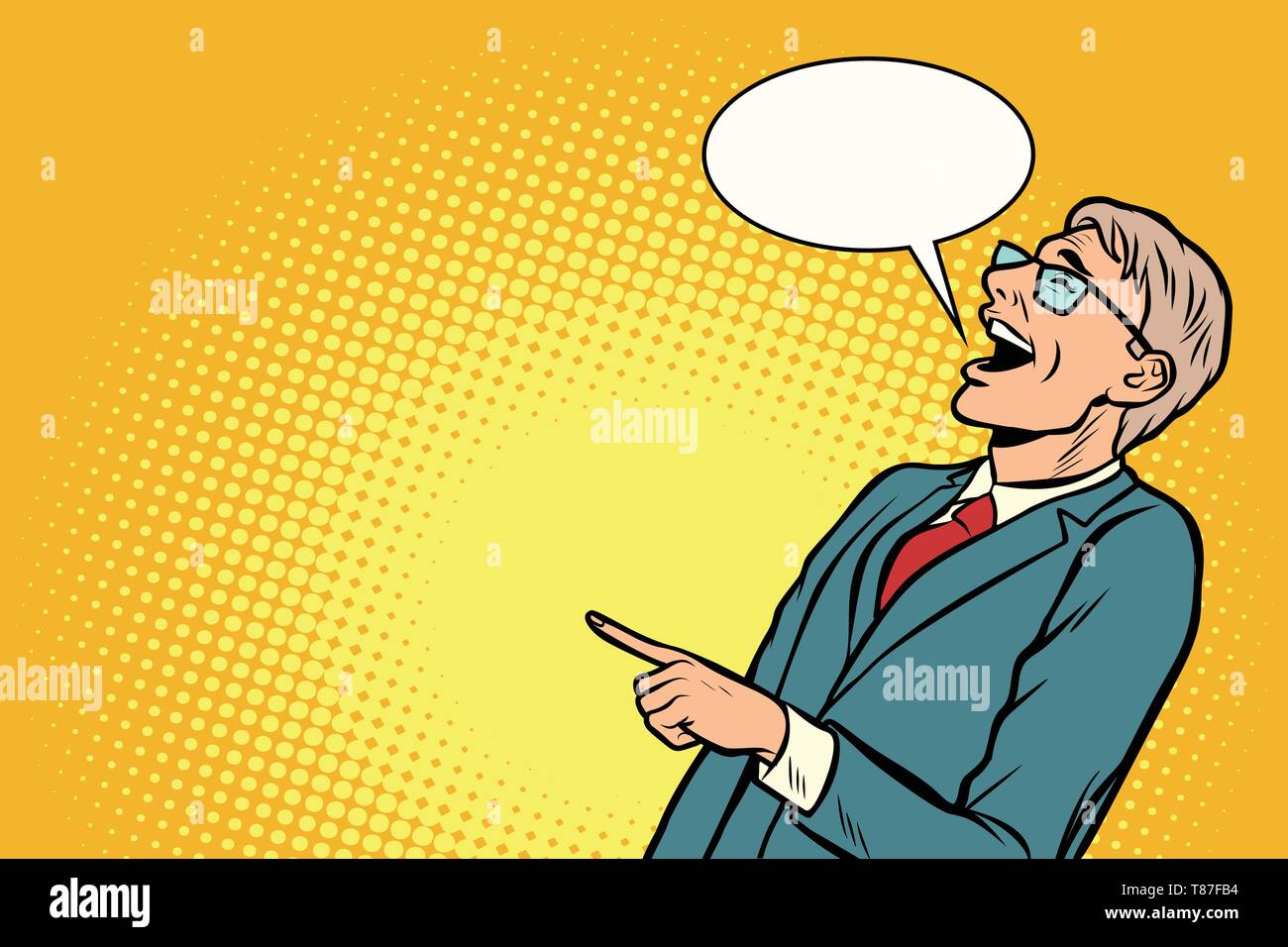 the man points and laughs. Comic cartoon pop art vector retro vintage ...