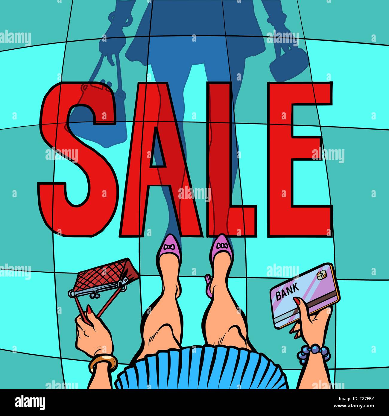 Woman card hand shopping Stock Vector Images - Alamy