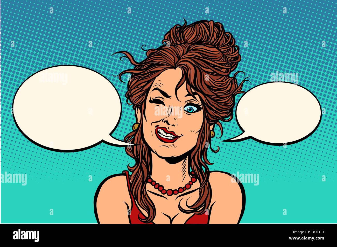 funny skeptical woman. Comic cartoon pop art retro drawing illustration ...