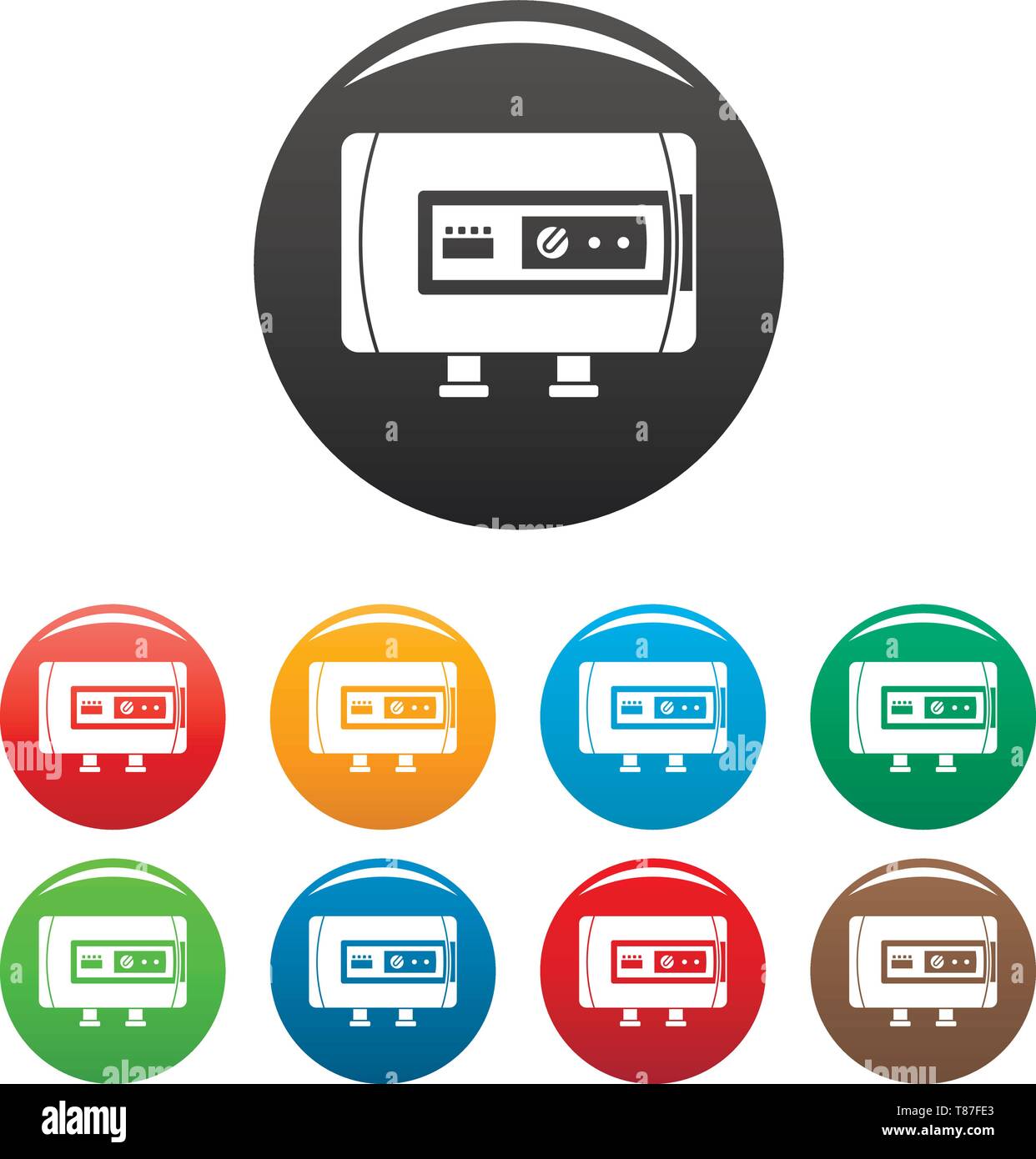 Modern boiler icons set 9 color vector isolated on white for any design ...