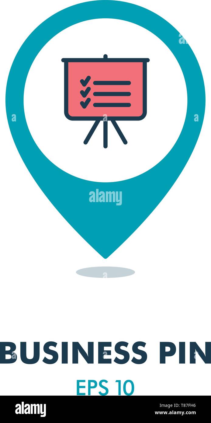 Statistics in training board outline pin map icon. Planning sign ...