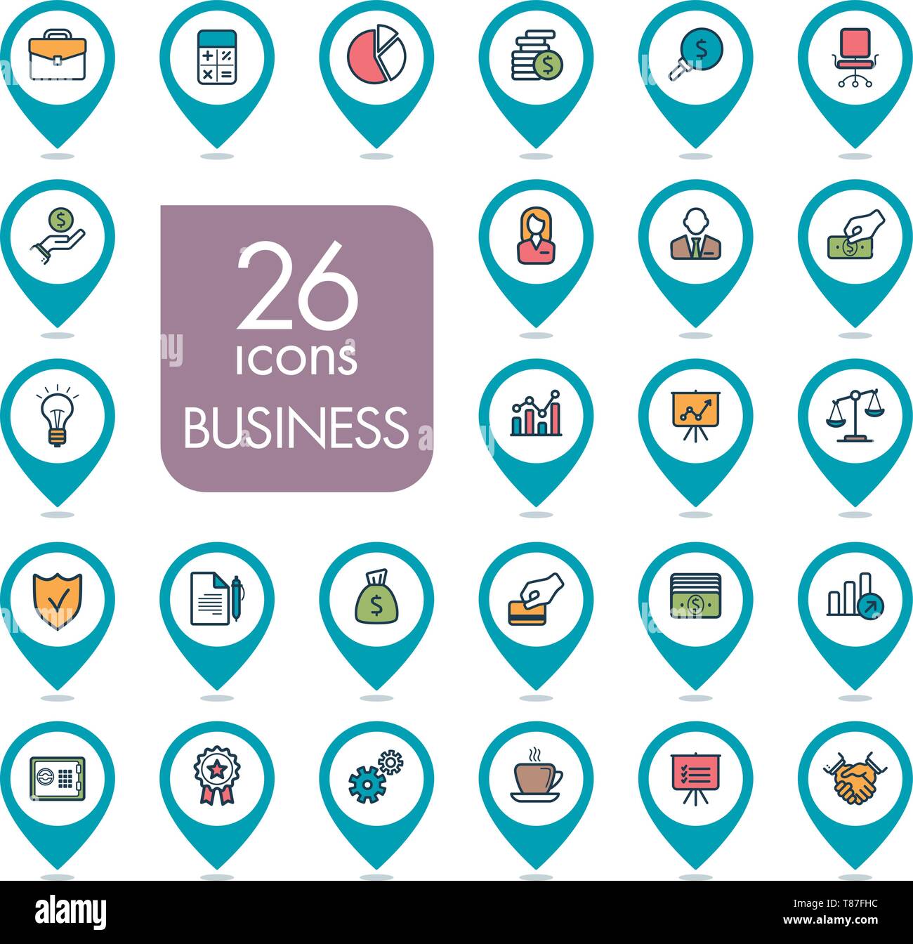 Business and finance web outline pin map icon set. Map pointer. Map ...