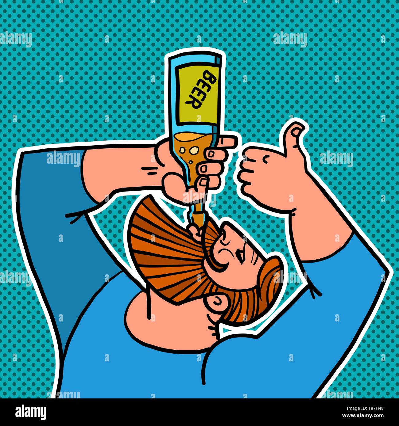 Cartoon man drinking beer hi-res stock photography and images - Alamy