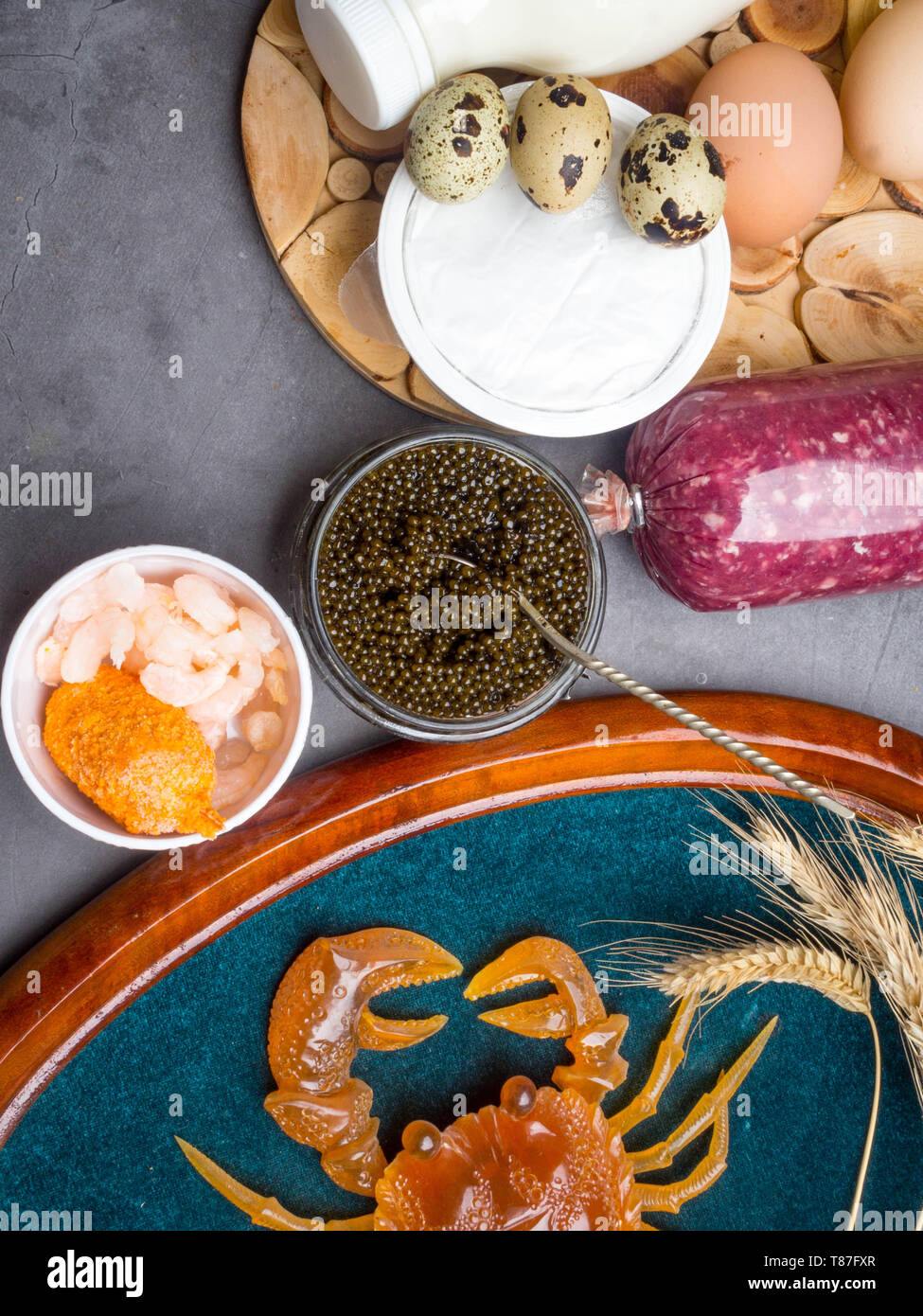 Foods Highest in Zinc. Top view top view Stock Photo - Alamy