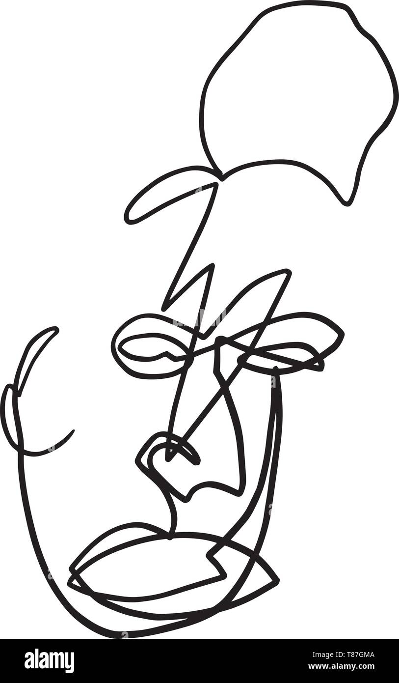 Abstract One Line Human Head Face Vector Illustration Stock Vector ...