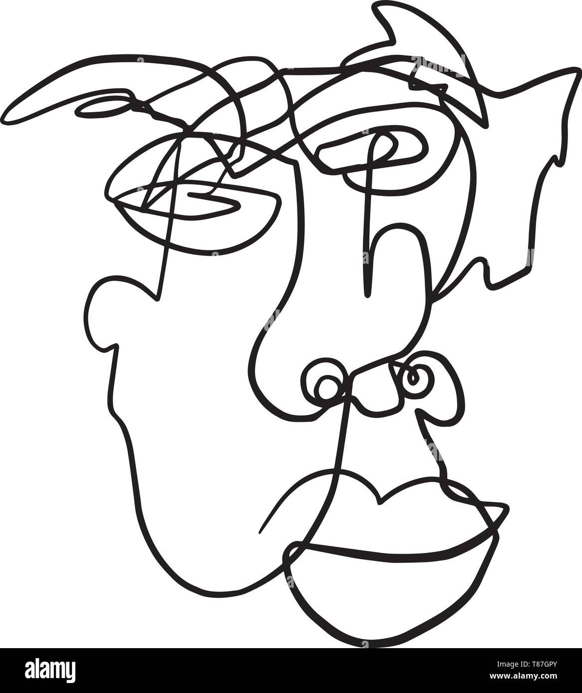 Abstract One Line Human Head Face Vector Illustration Stock Vector ...