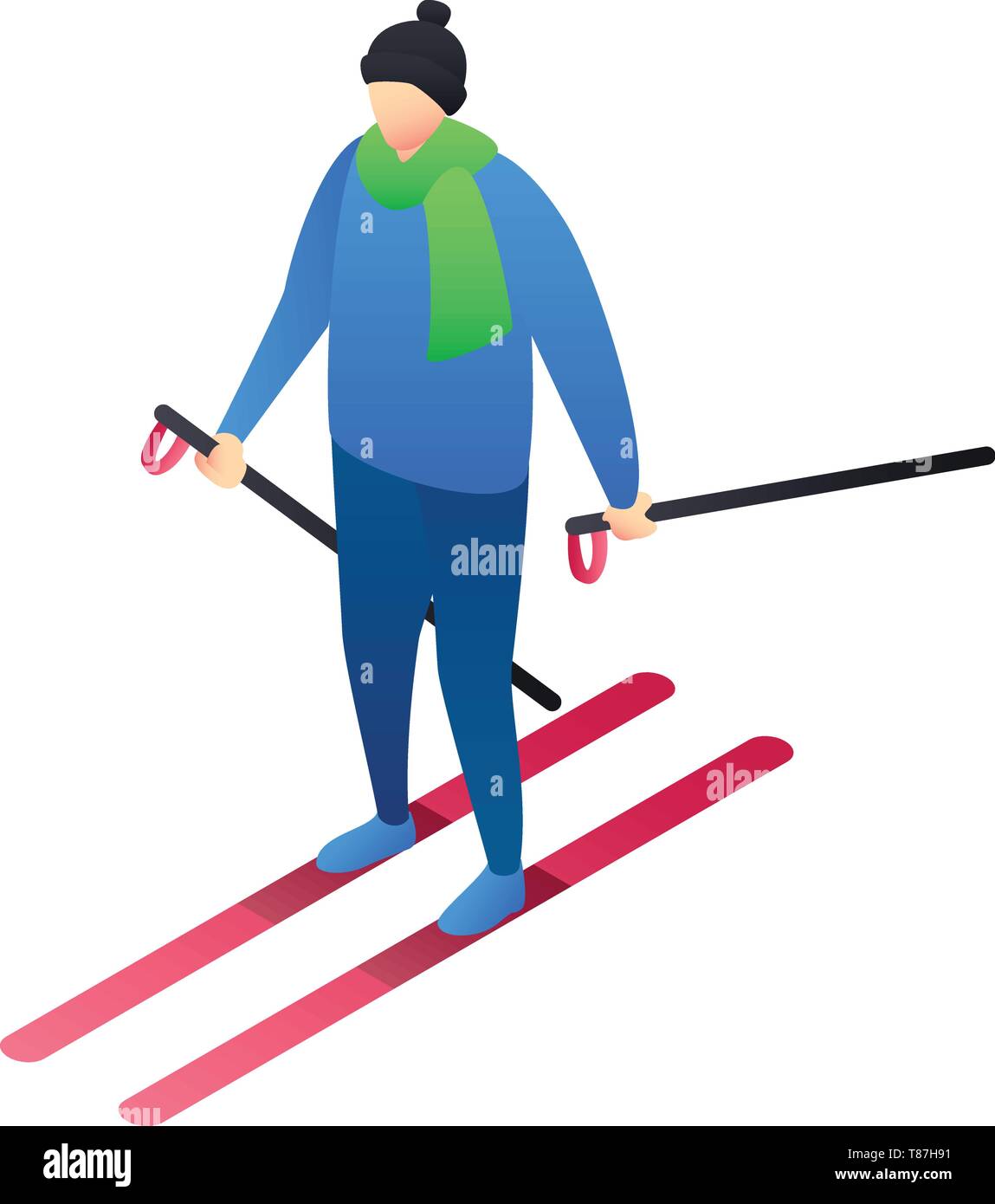 Boy skiing icon. Isometric of boy skiing vector icon for web design ...