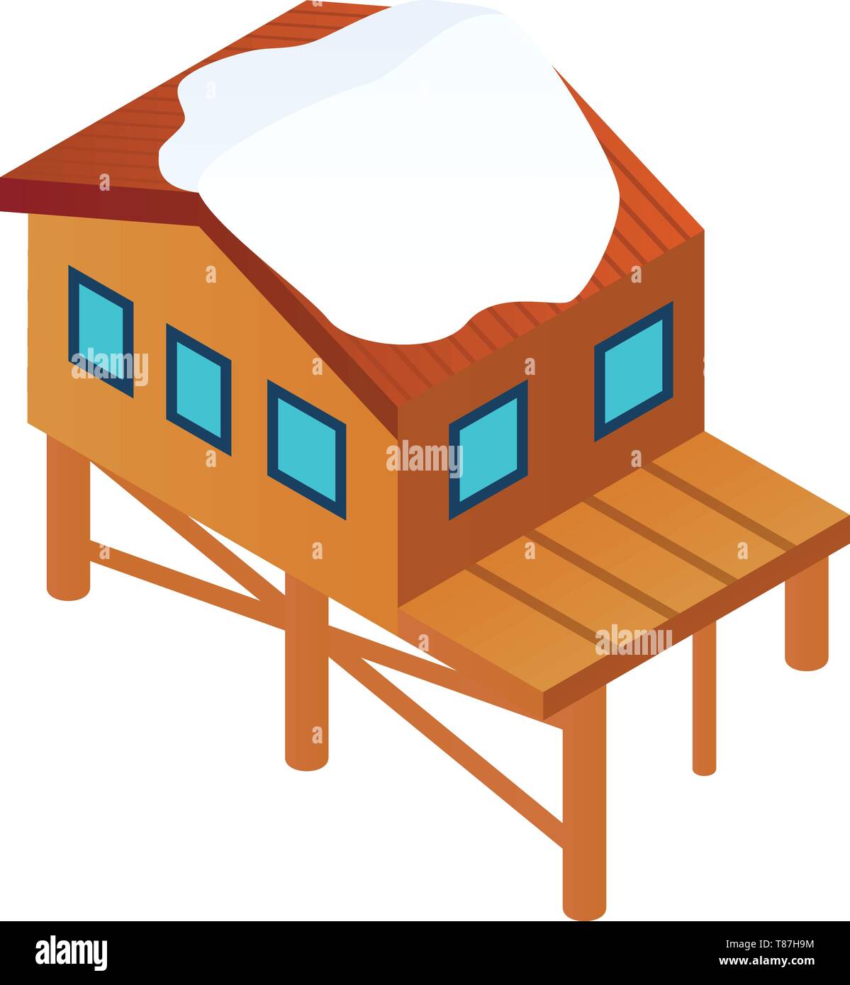 Ski resort house icon. Isometric of ski resort house vector icon for ...