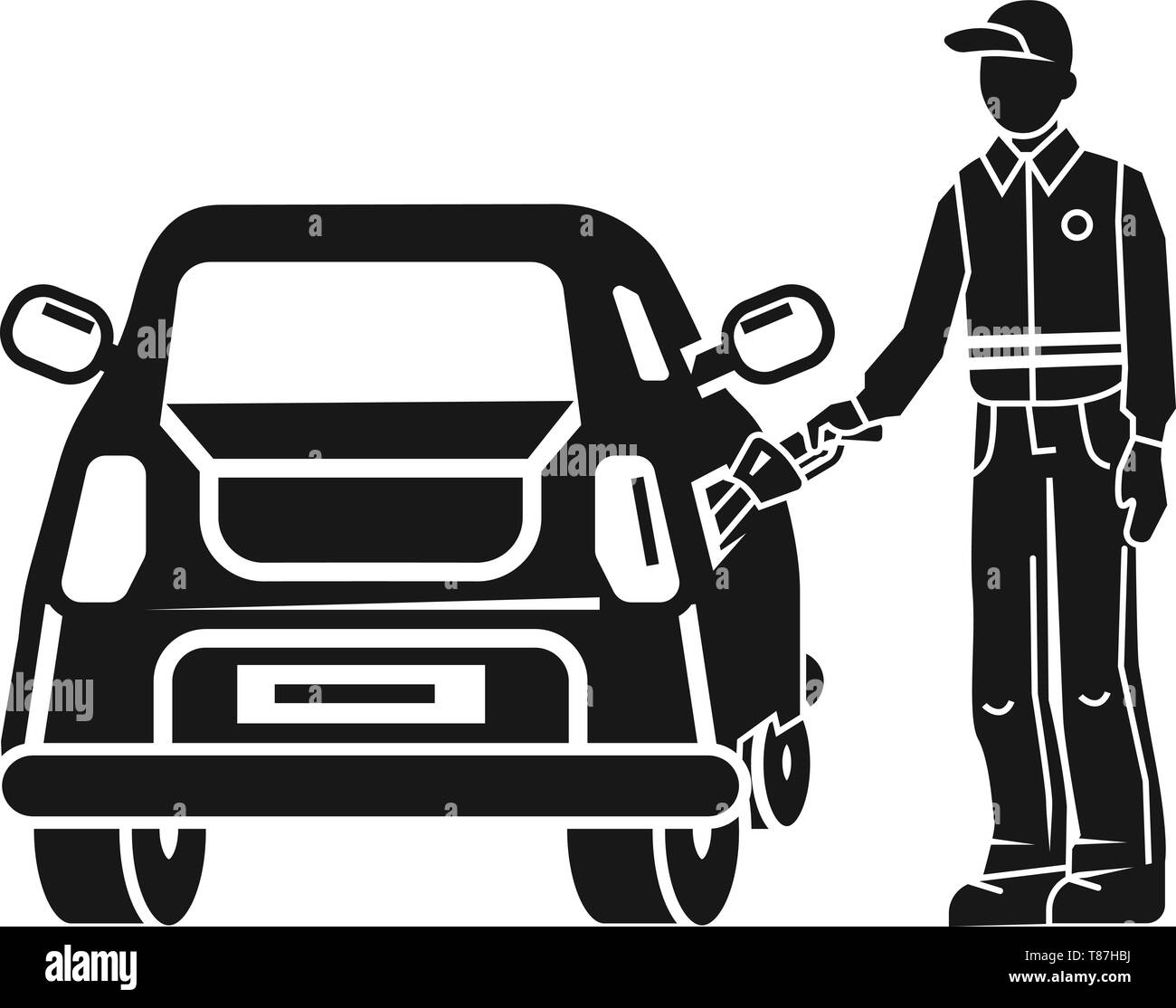 Man fill up the car icon. Simple illustration of man fill up the car ...
