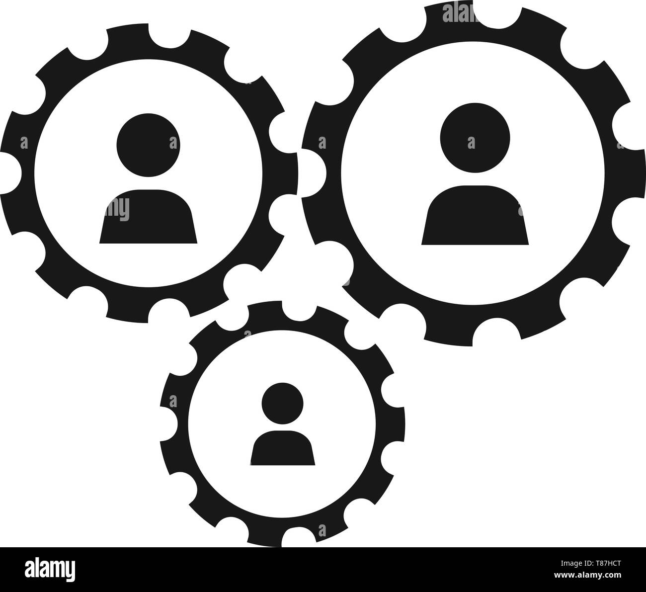 People gear cooperation icon. Simple illustration of people gear ...