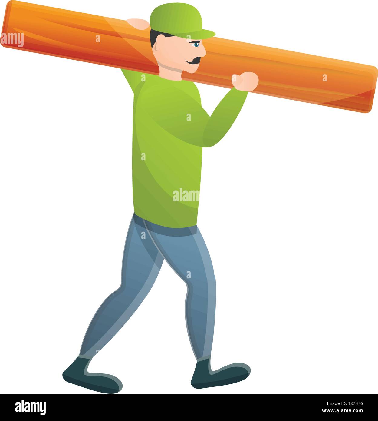 Carpenter take wood plank icon. Cartoon of carpenter take wood plank ...