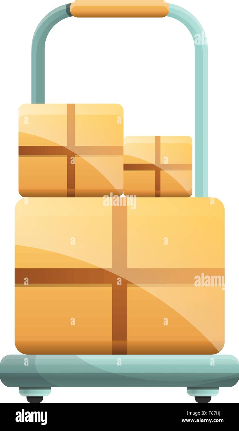 Parcel box cart icon. Cartoon of parcel box cart vector icon for web ...