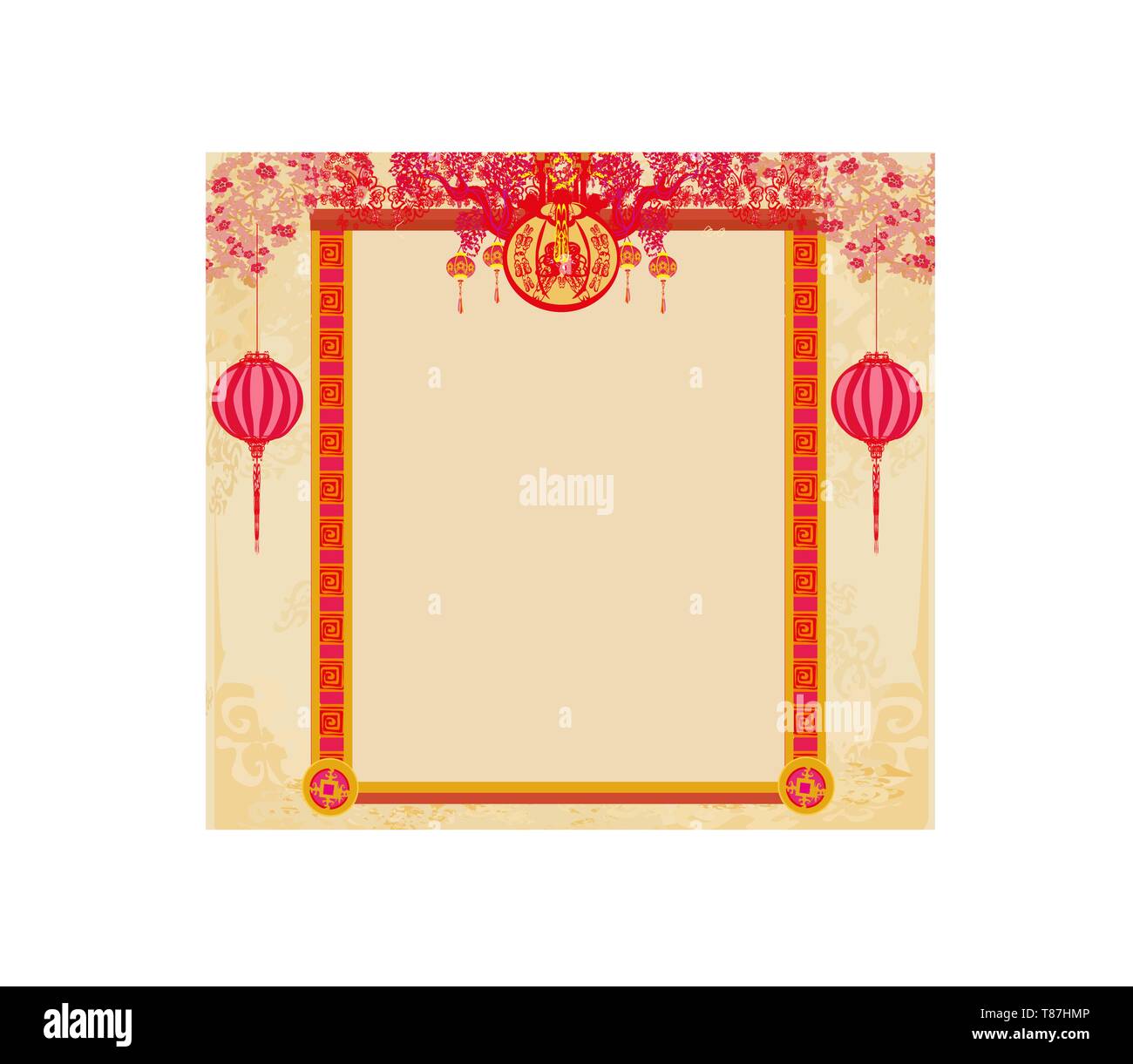Chinese New Year with lanterns - frame Stock Vector Image & Art - Alamy