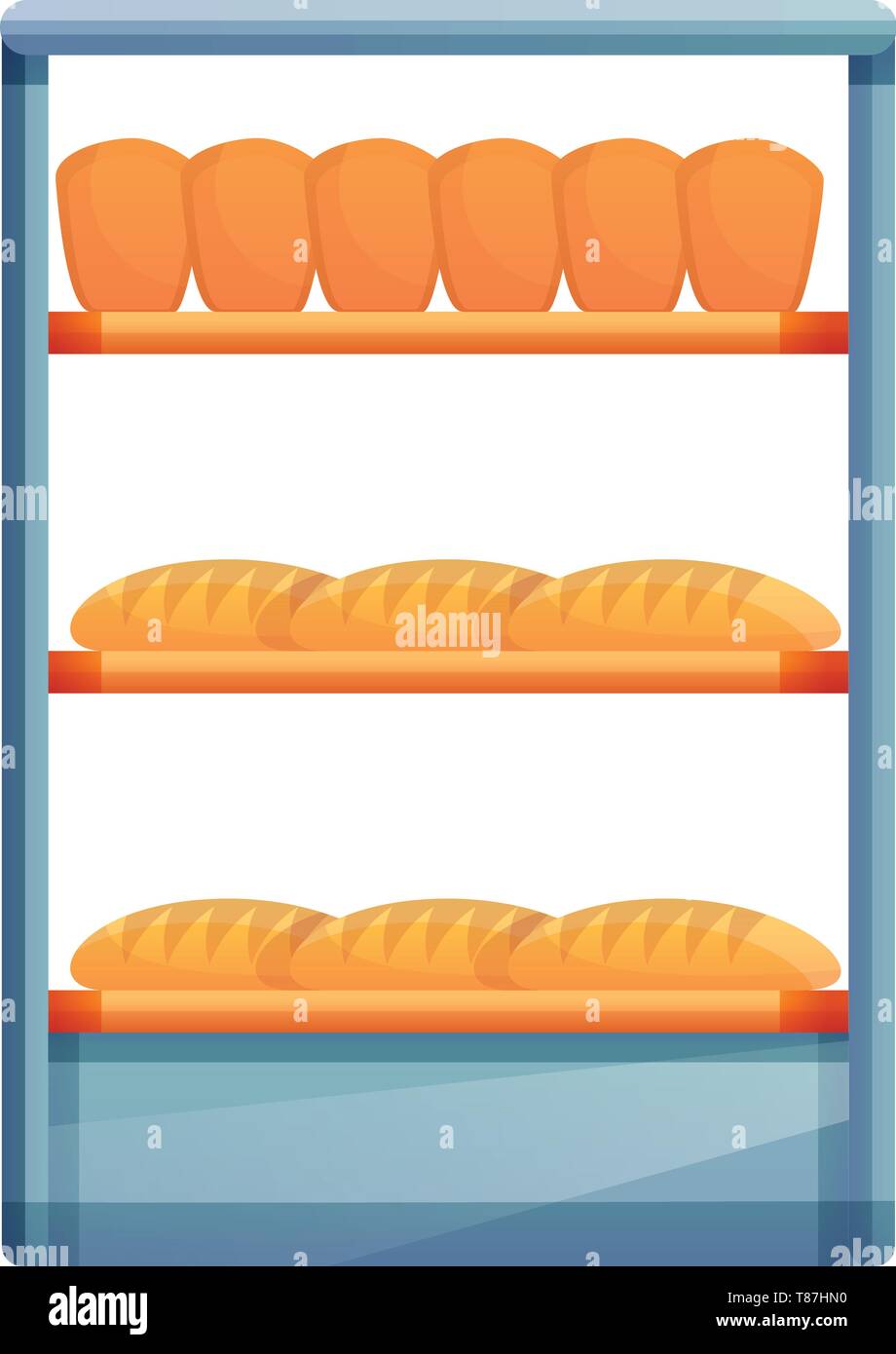 Fresh bread on shelf icon. Cartoon of fresh bread on shelf vector icon ...