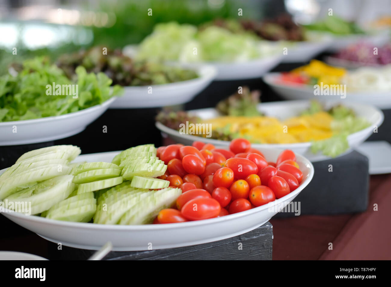 vegetable food buffet catering in restaurant hotel. eating dining in ...