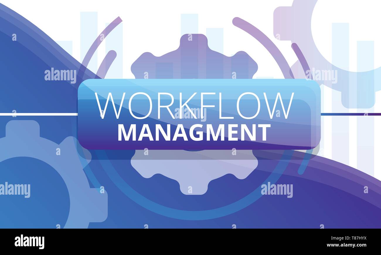 Workflow management concept banner. Cartoon illustration of workflow ...