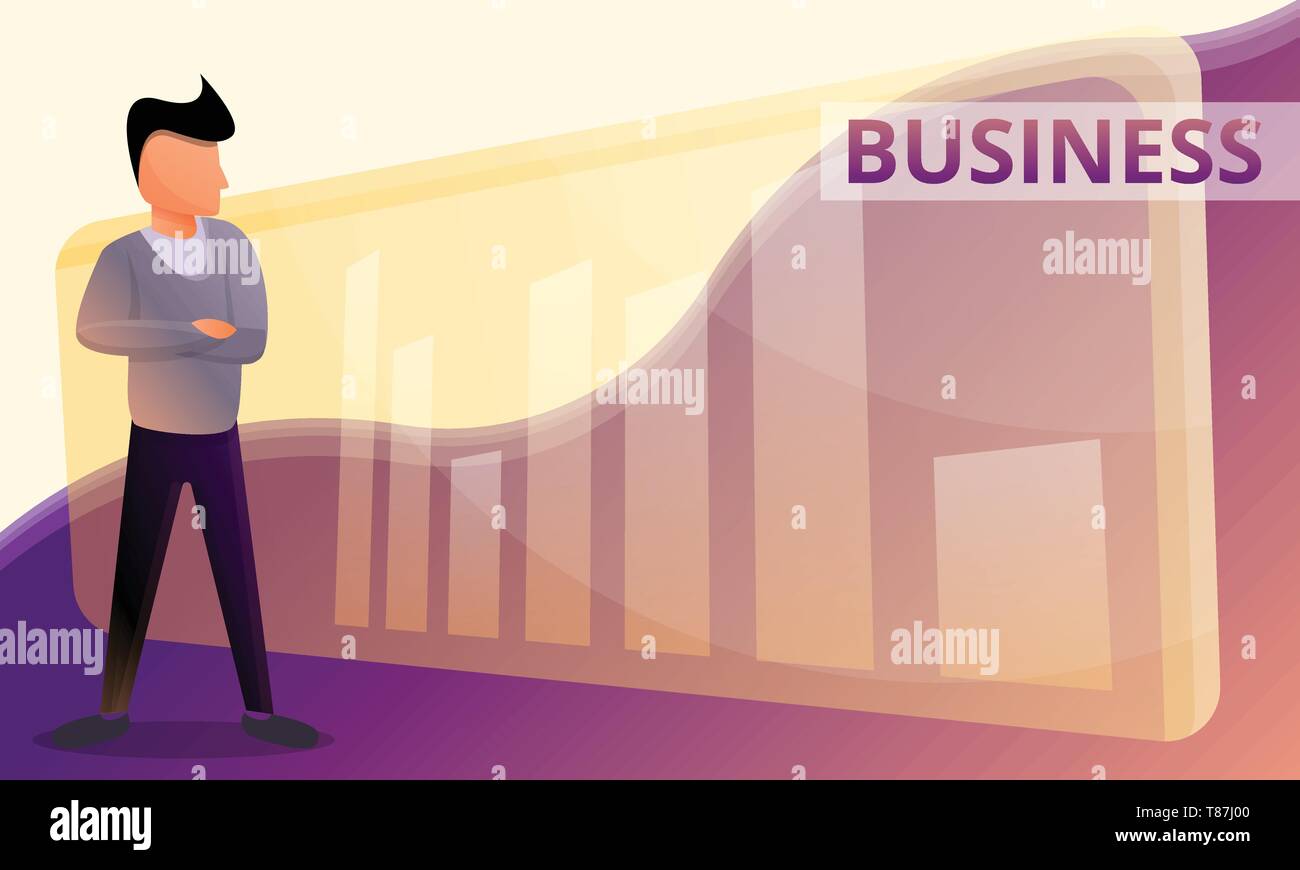 Business graph concept banner. Cartoon illustration of business graph ...