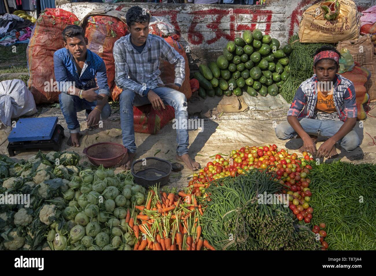 India, Assam, Dergaon, market day Stock Photo - Alamy