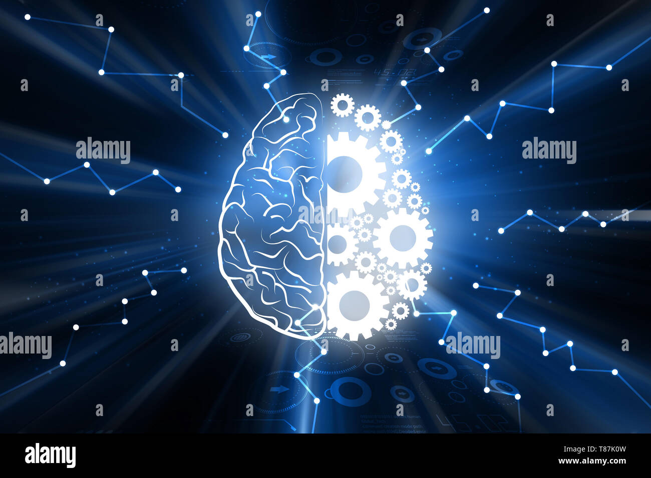 Brain with gear technology Stock Photo - Alamy