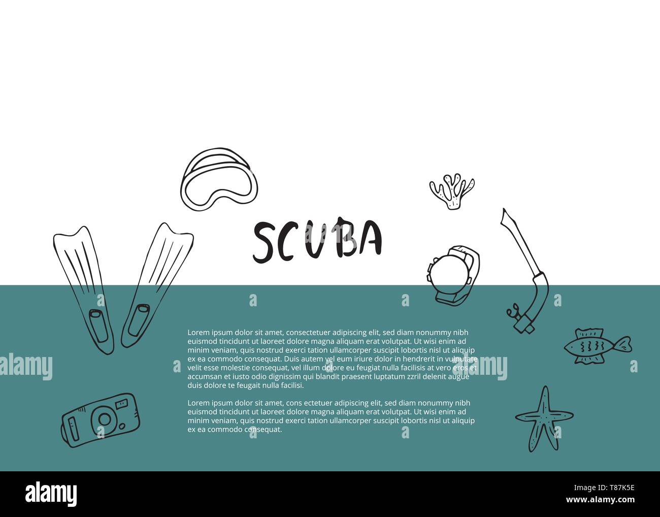 Banners template with scuba diving set of elements and equipment ...