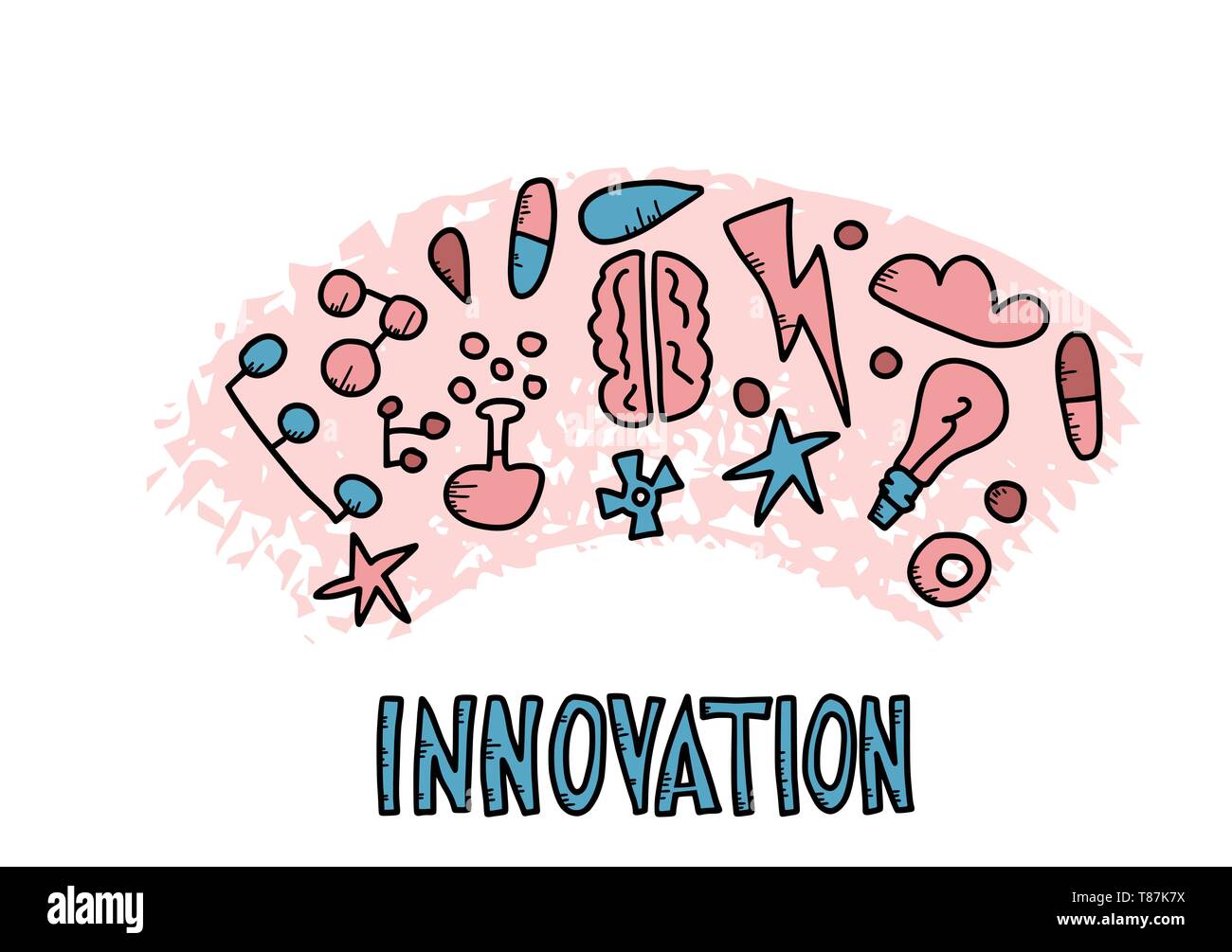 Innovation concept in doodle style. Vector symbols illustration with ...