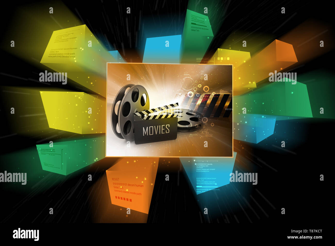 Film Reels and Clapper board Stock Photo - Alamy
