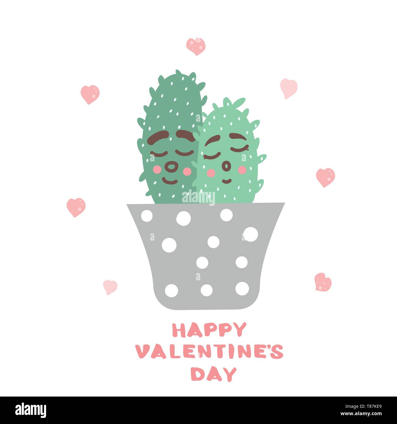 Happy Valentines Day card template. Handwritten lettering with couple ...