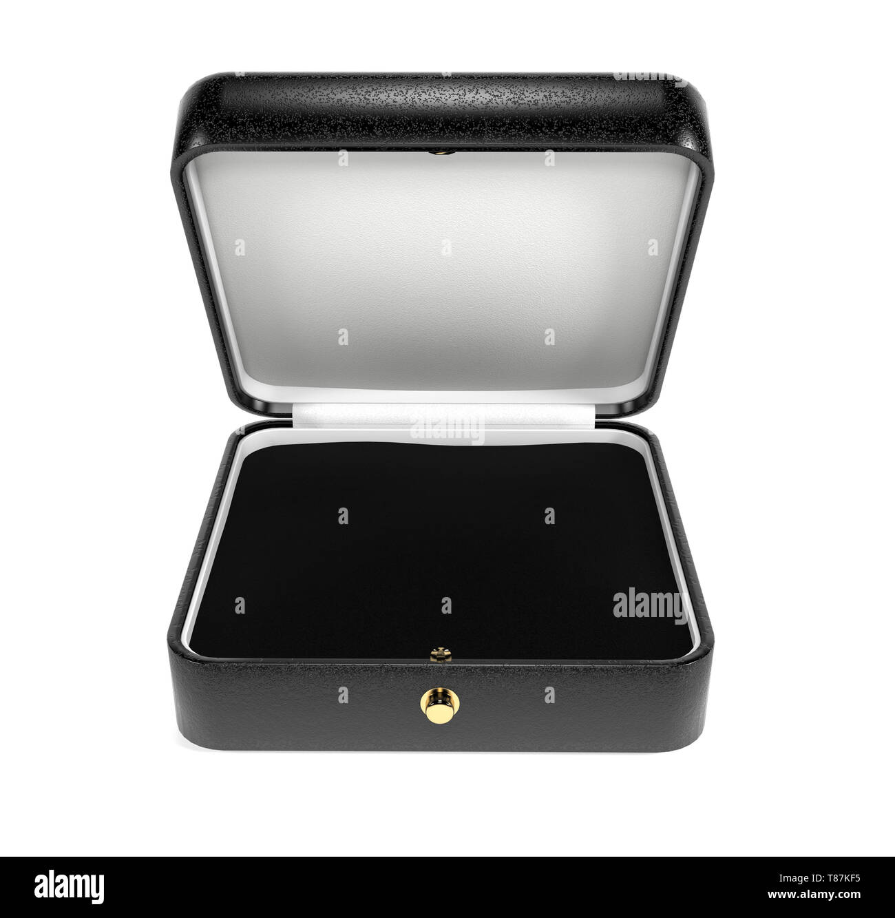 Jewelry box. Black open box with velvet lining. 3d rendering ...